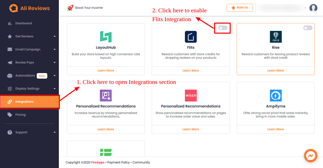 Integration with Flits: Incentive your Shopify merchants leave reviews to get rewards - FireApps