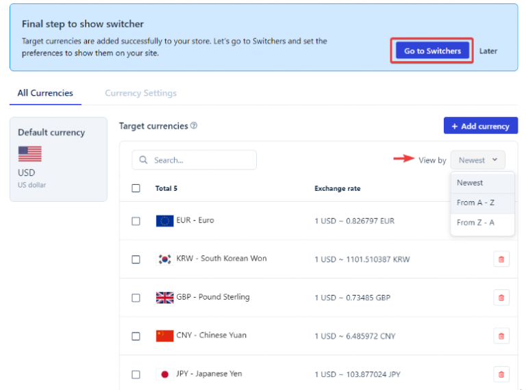 How to set up & manage Shopify change currency with Transcy?