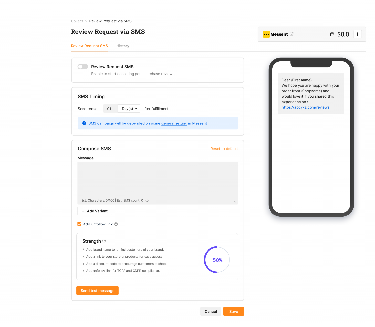 Introducing new SMS Review Request feature